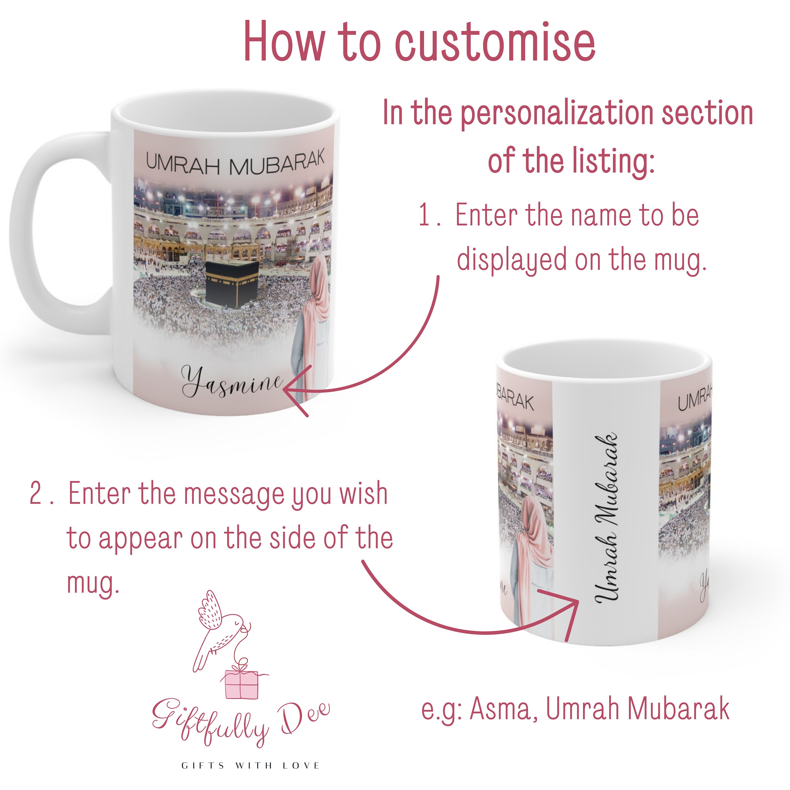 Personalised Umrah Mug, Umrah Mubarak, Umrah Coffee Mug, Muslims Gifts ...