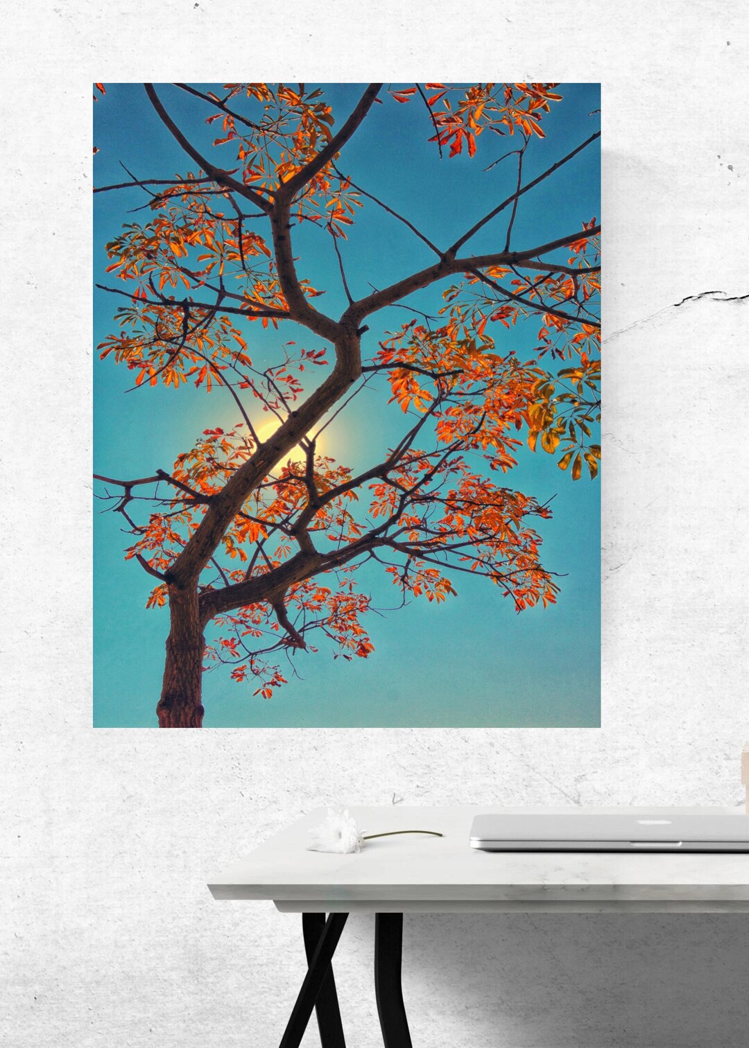 Blue Sky Tree in Autumn Printable Open Air Poster Home Decor Nature ...
