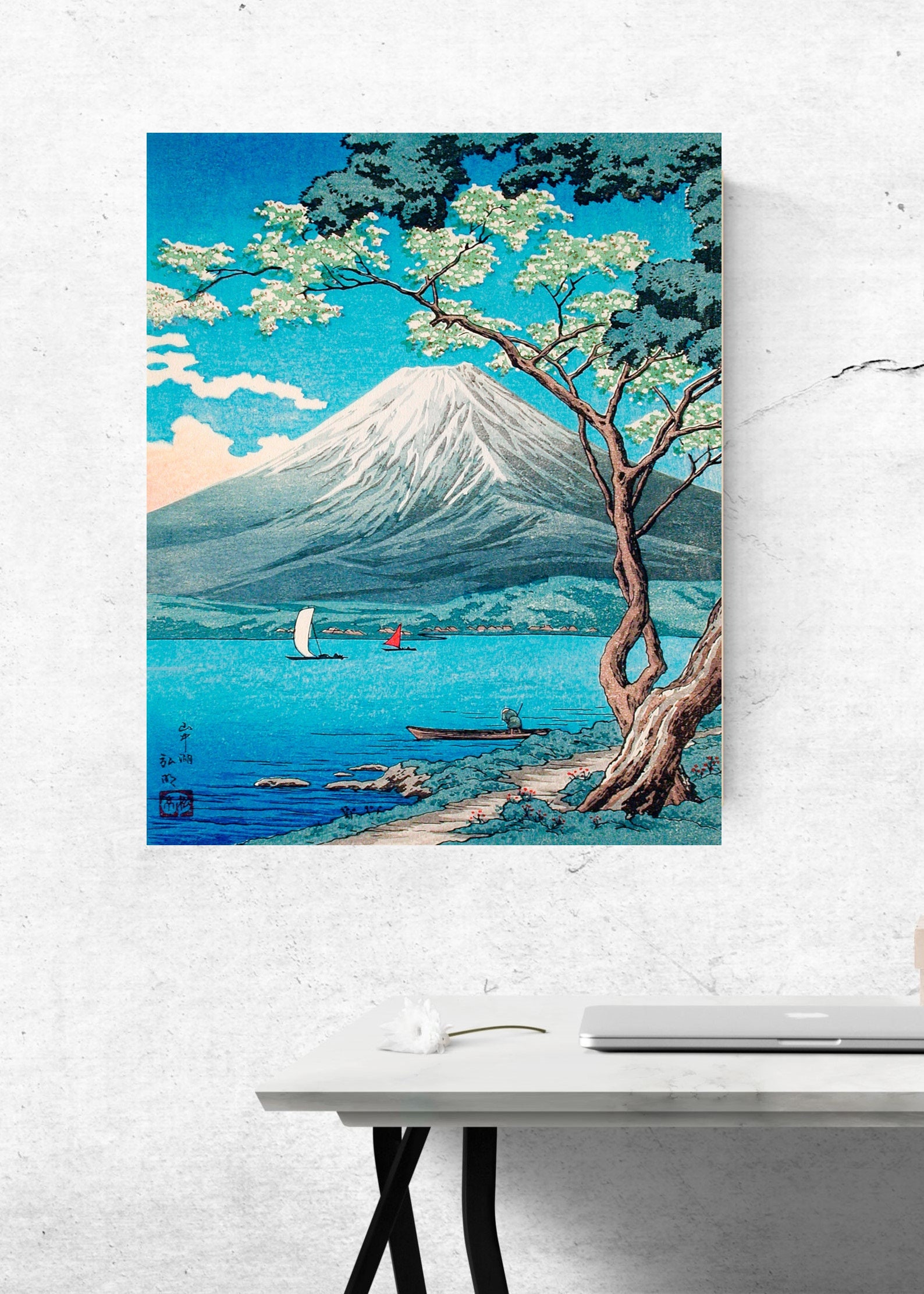 Monte Fuji From Lake Yamanaka Printable Poster Home Decor Colorful ...