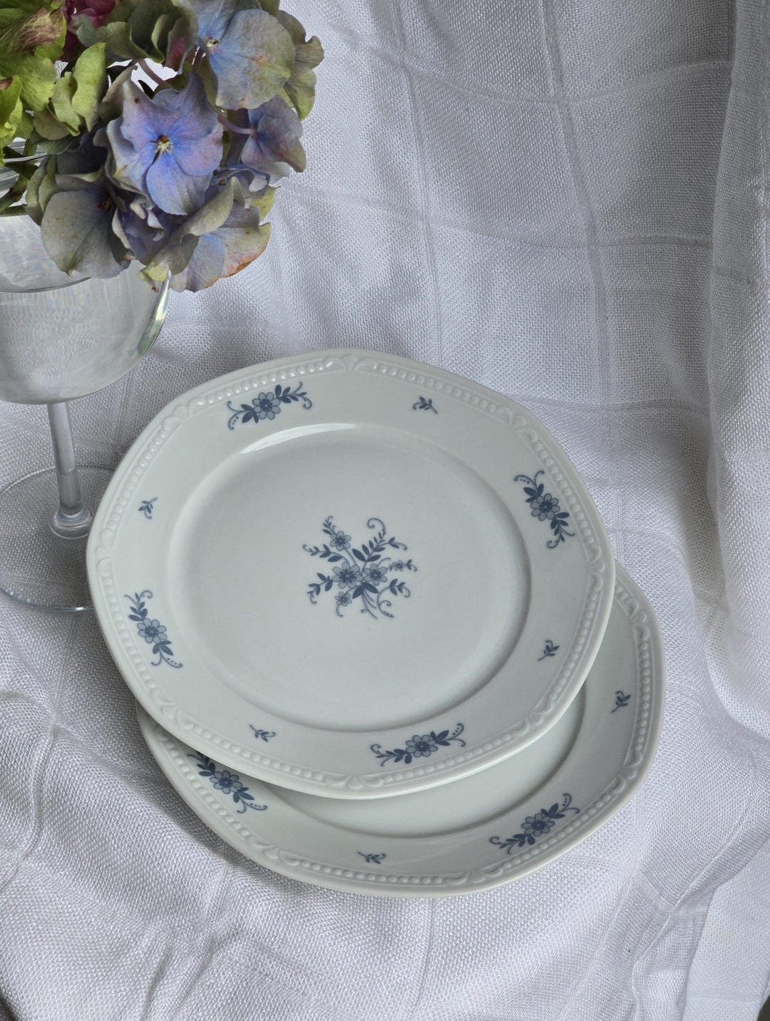 Mitterteich Bavaria Germany Plates. Vintage White Plates With Blue ...
