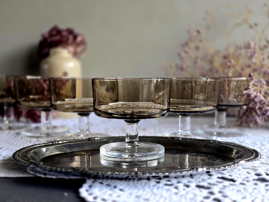 Vintage Coupe Glasses Set of 6, French Dessert Glasses, Champagne Coupe ...