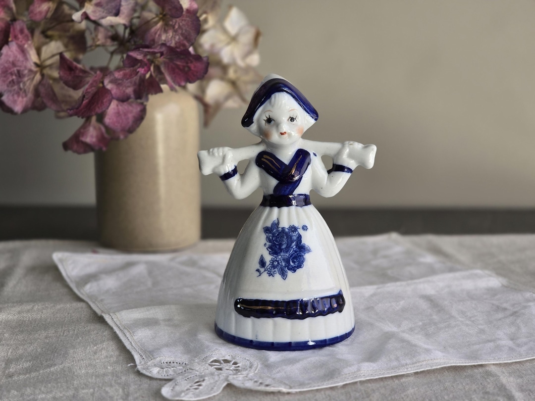 Vintage Dutch Delft Blue Porcelain Girl Figurine With Yoke. Delft ...