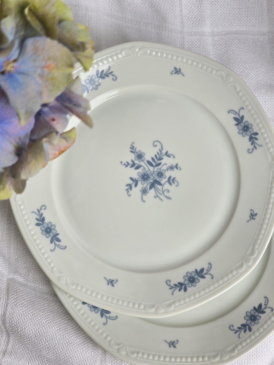 Mitterteich Bavaria Germany Plates. Vintage White Plates With Blue ...