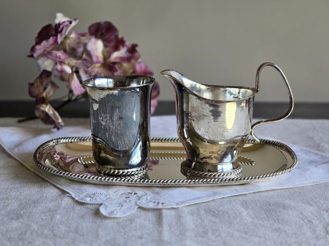 Vintage Wellner Germany Creamer, Cup & Tray Set, Patina Finish, Shabby ...