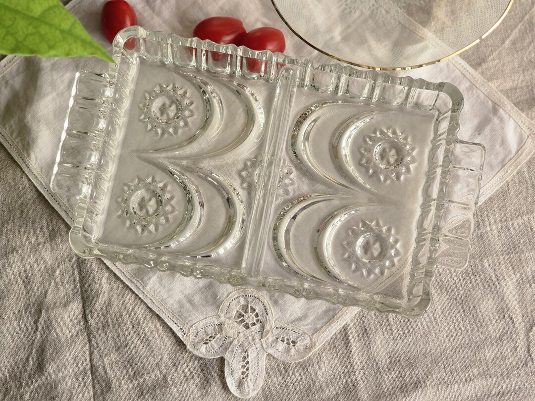Elegant Vintage Walter Crystal Glass Rectangular Serving Tray - Fabiola ...