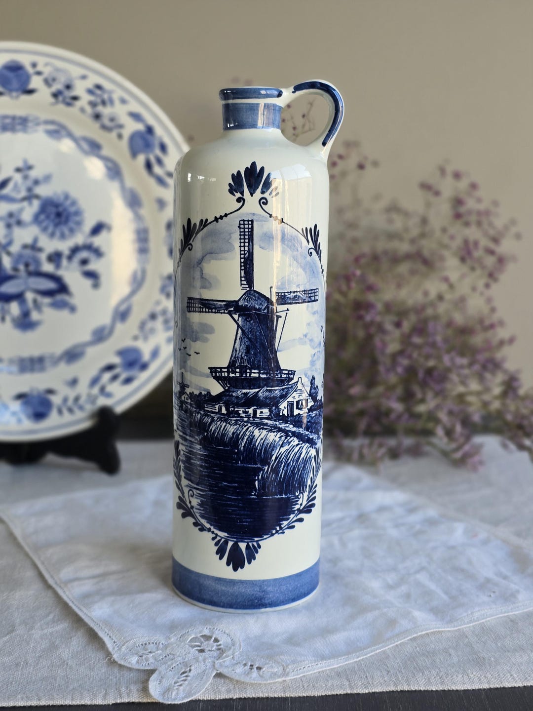 Vintage Bols Delft Blue Handpainted Bottle 700ml – Dutch Ceramic Jug ...
