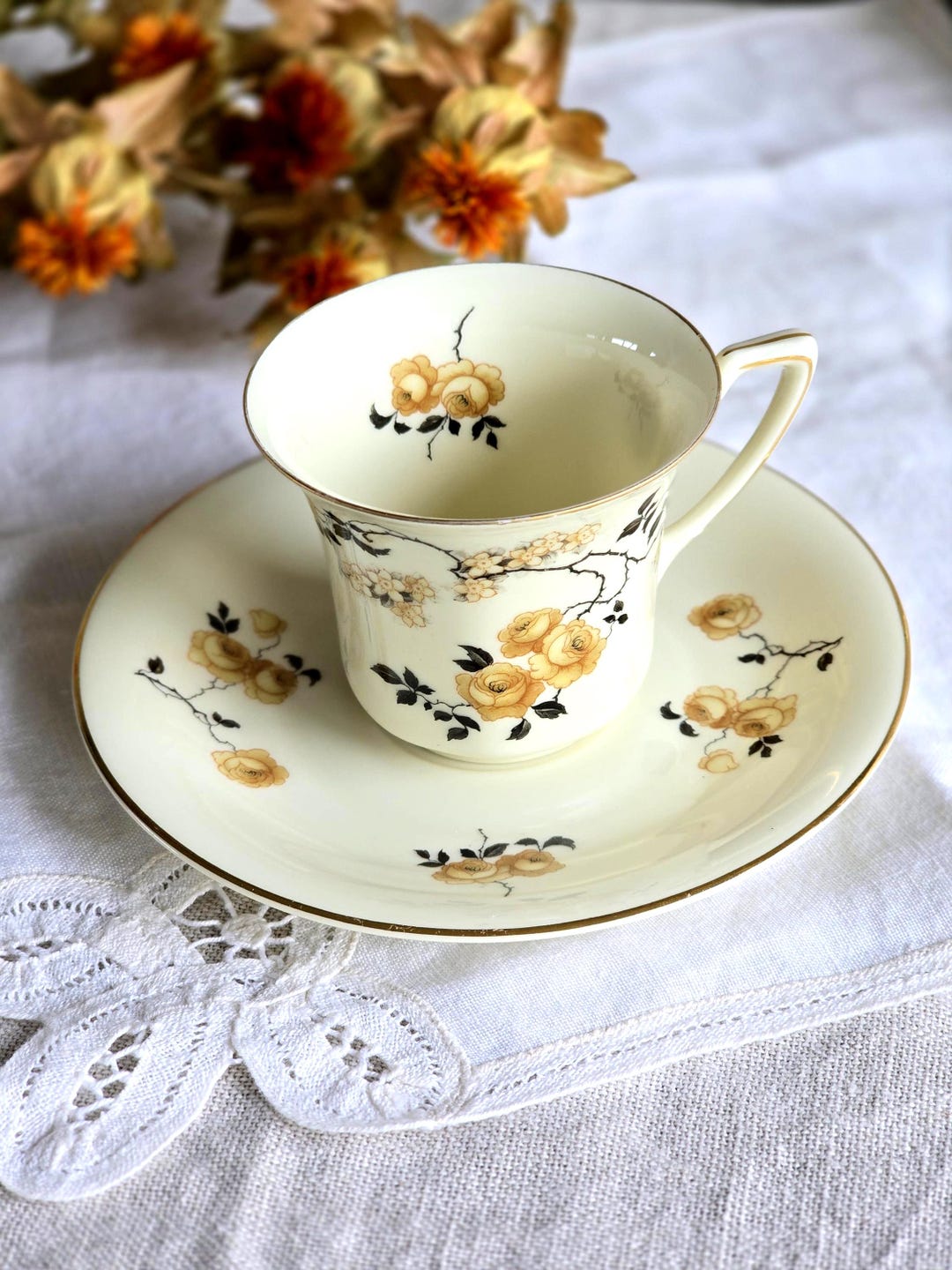 Vintage Rosenthal Bavaria Cup & Saucer – Yellow Rose Porcelain Tea Set ...