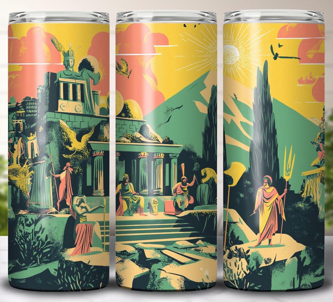 Retro Greek Gods Mount Olympus, Vintage Comic 20oz Skinny Tumbler ...