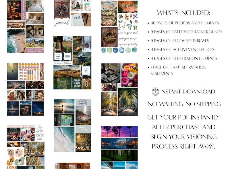 Sobriety Vision Board Kit: Recovery Affirmations, Self-care (digital ...