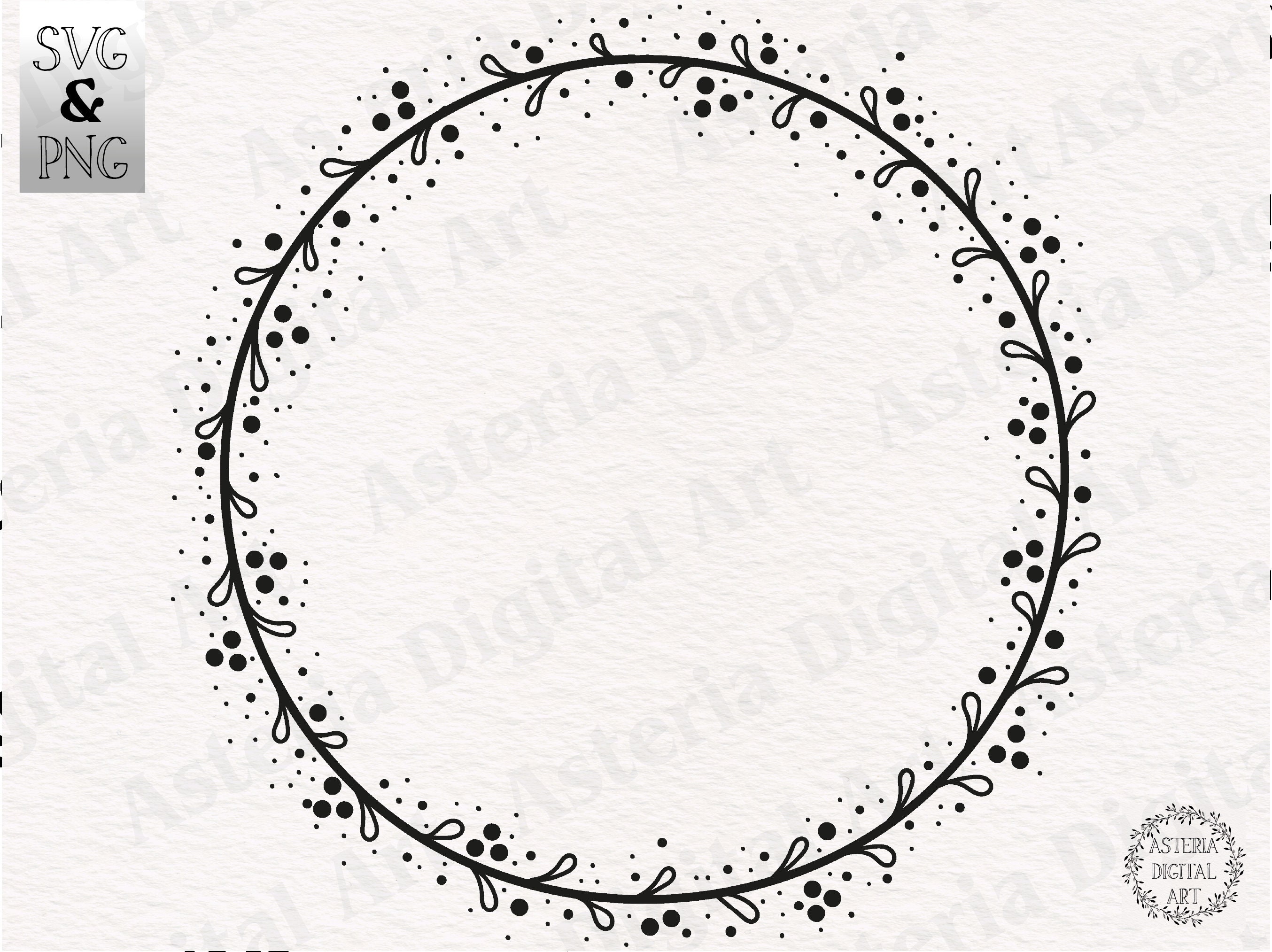 Botanical Leaf Wreath SVG, Hand Drawn Wreath Cut File, Hand Drawn Leaf ...