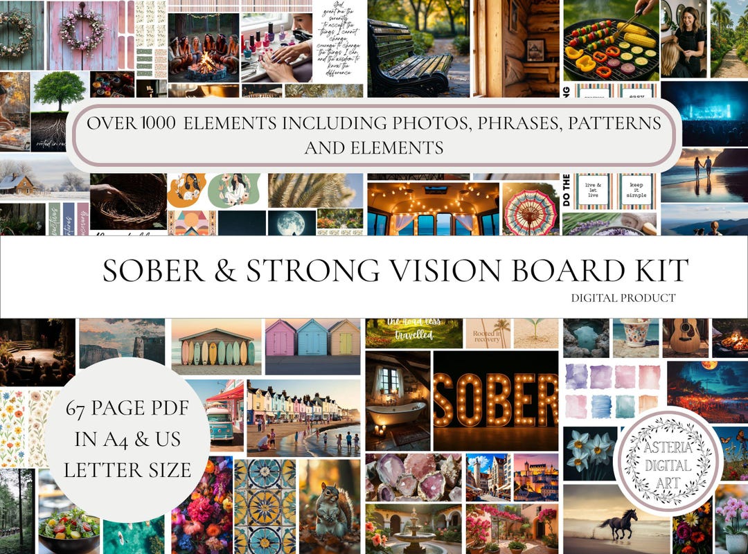 Sobriety Vision Board Kit: Recovery Affirmations, Self-care (digital ...
