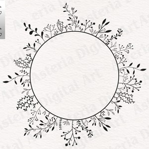 Wildflower Wreath With Text SVG, Floral Cut File, Hand Drawn Botanical ...