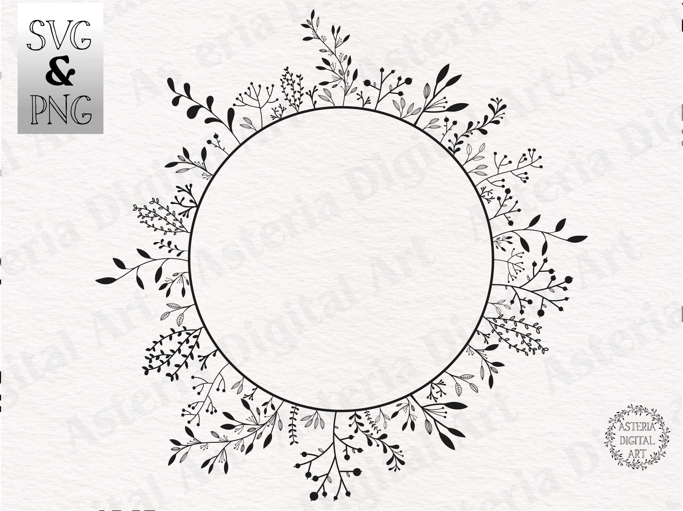 Wildflower Wreath With Text SVG, Floral Cut File, Hand Drawn Botanical ...