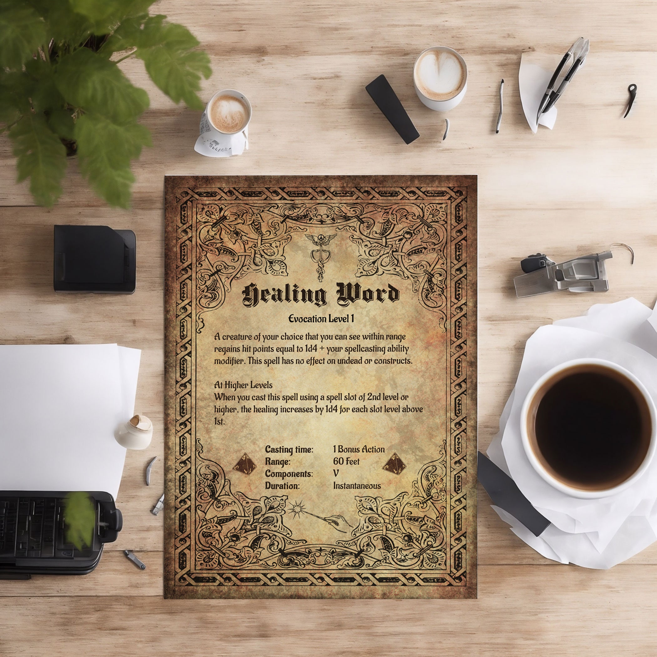 10 Dnd Spells 1st Level Parchment Look Spells Printable A4 Spells ...