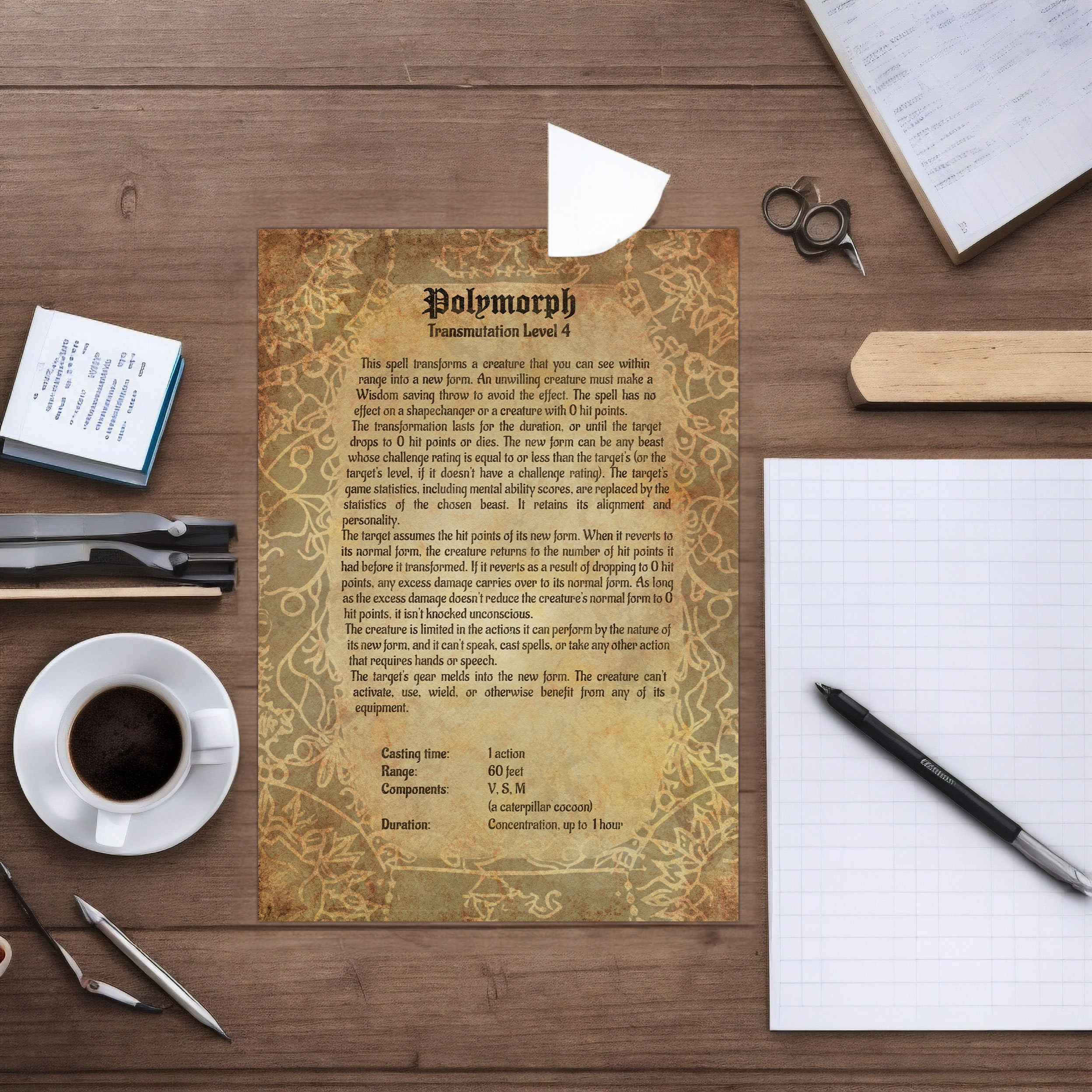 10 Dnd Spells 4th Level Parchment-look Spells to Print A4 Spells ...