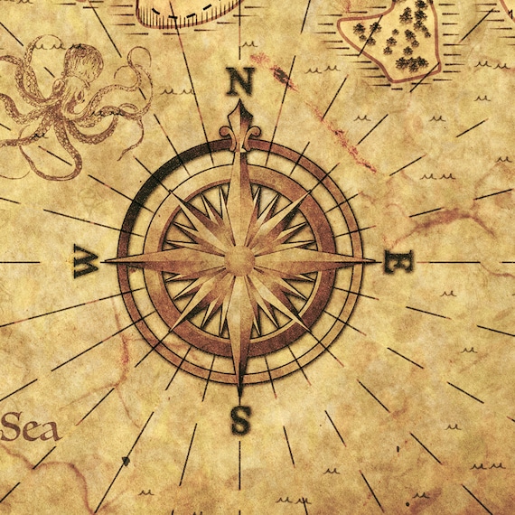 Blank Treasure Map Compass