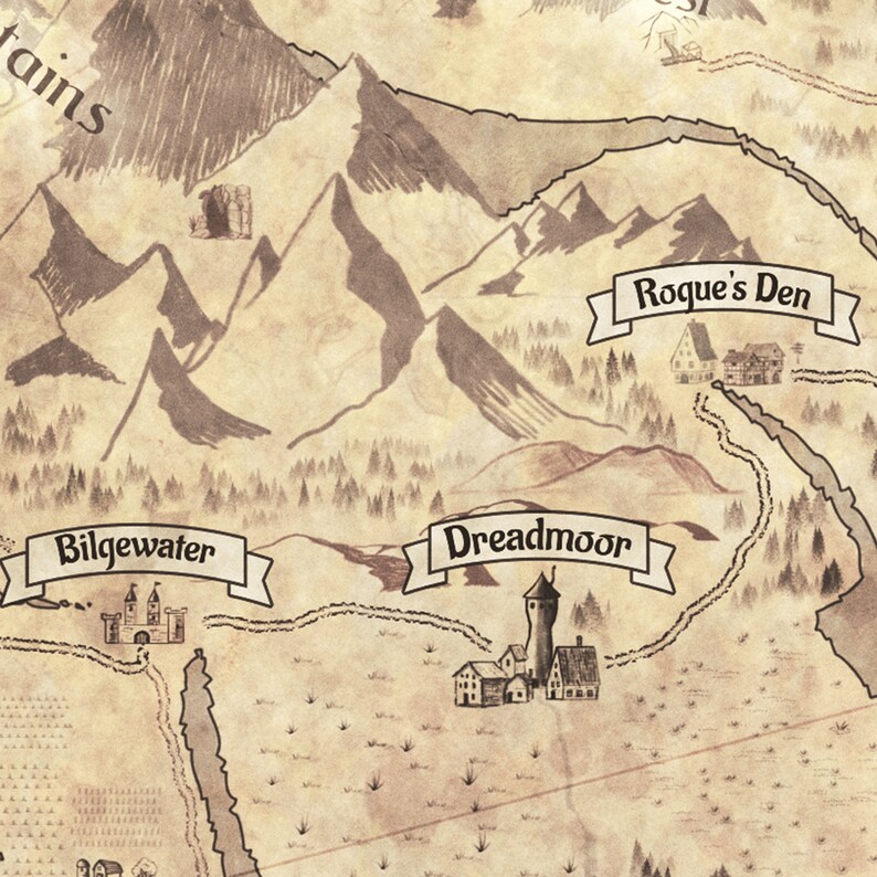 Pirate Map to Print Map for Decoration or Dnd Treasure Map Pirate Prop ...