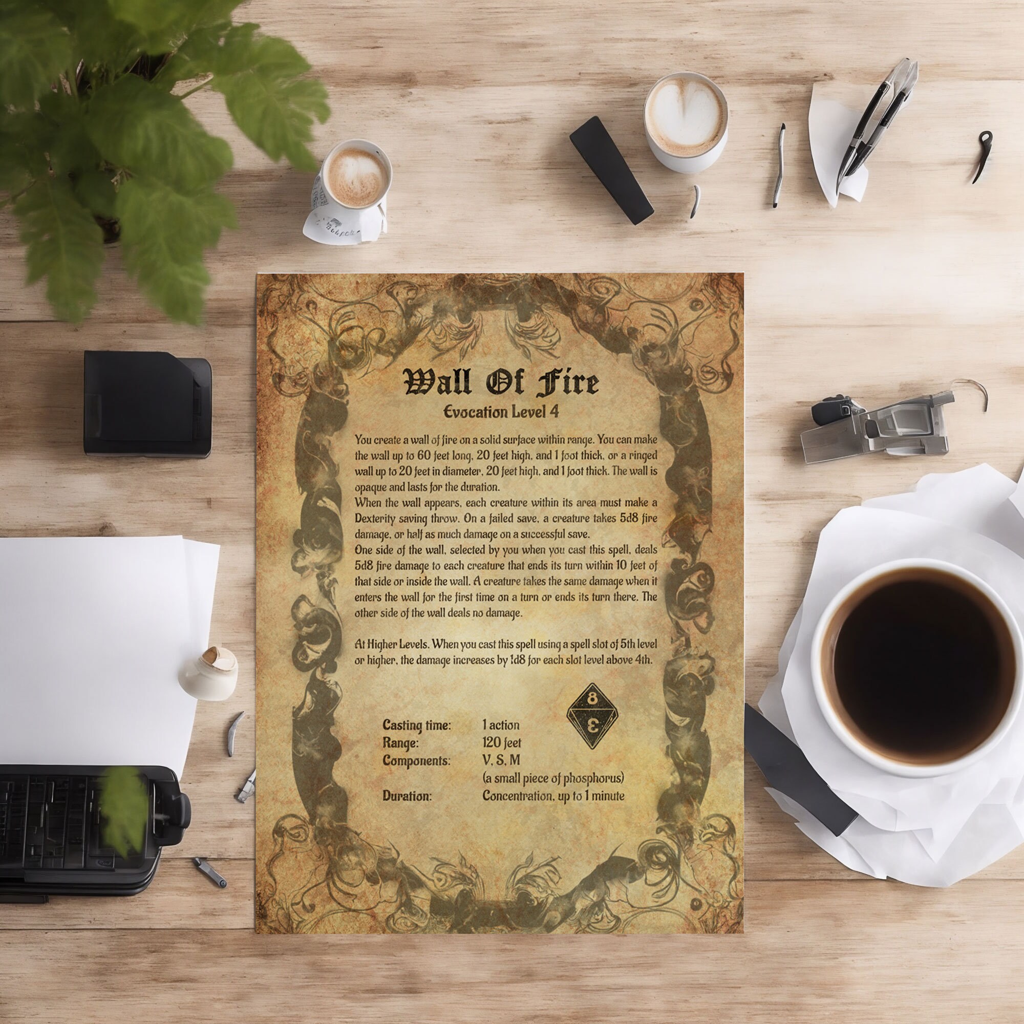 10 Dnd Spells 4th Level Parchment Look Spells to Print A4 - Etsy