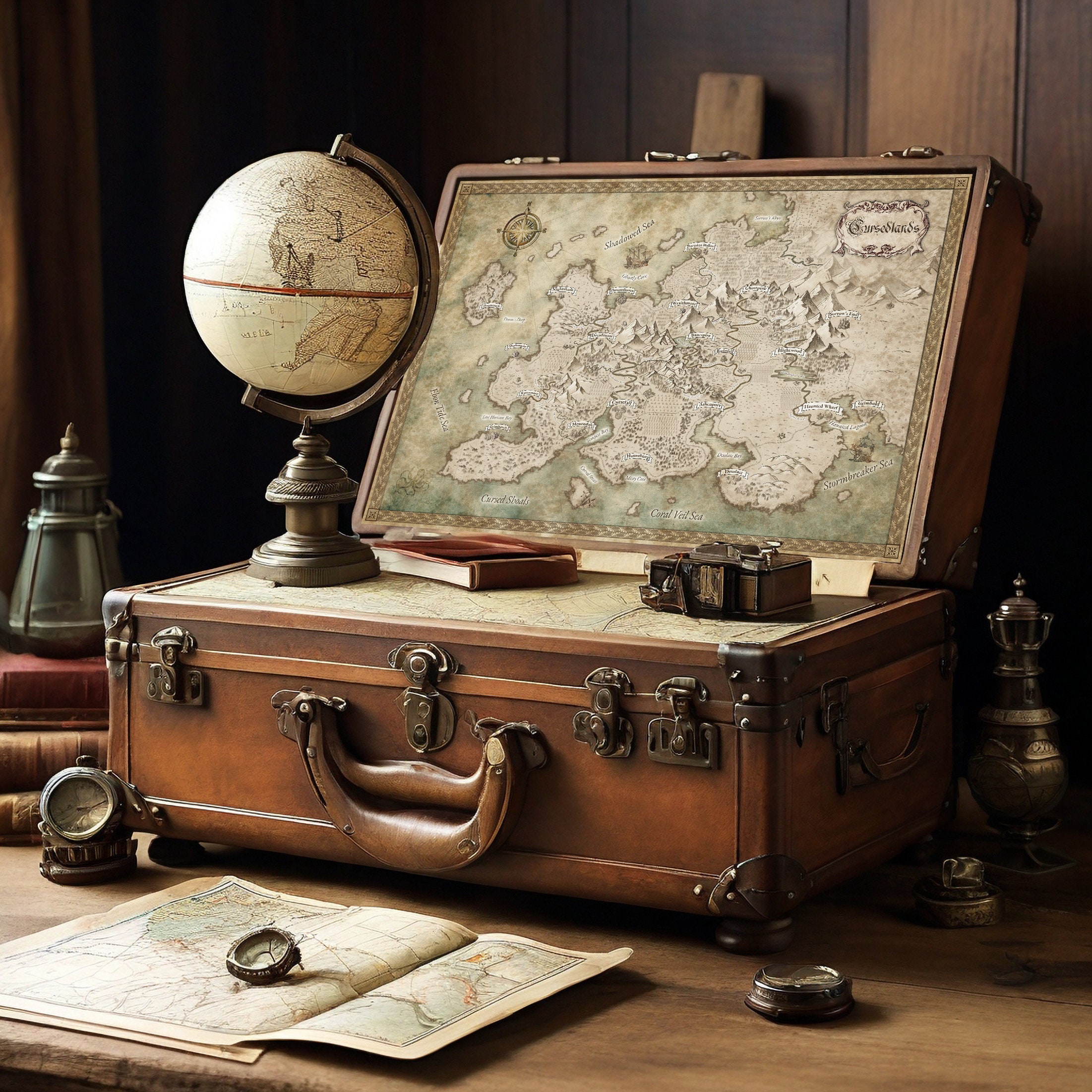 Pirate Map to Print Map for Decoration or Dnd Treasure Map Pirate Prop ...