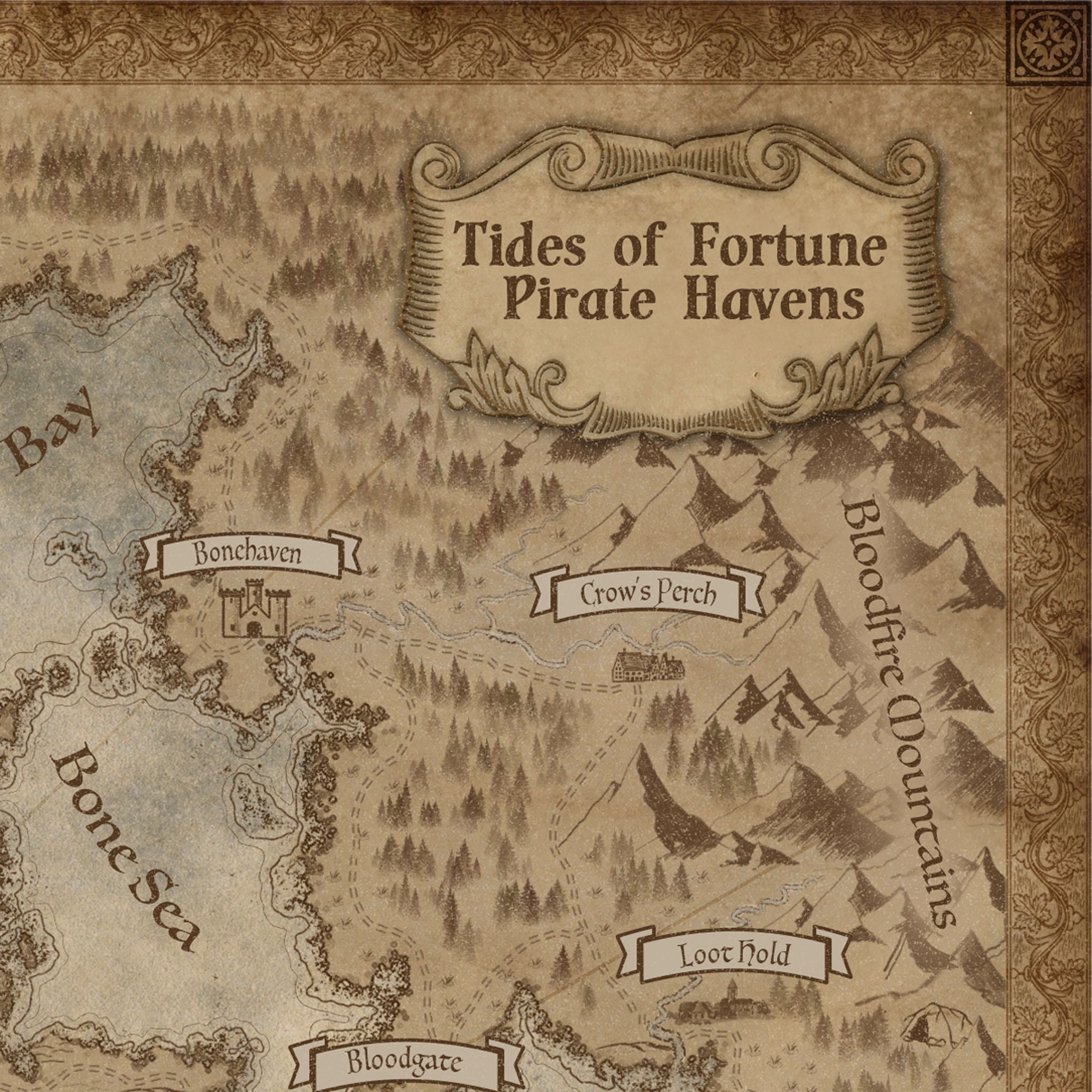 Mapa pirata para imprimir Mapa para decoración o DnD Mapa del tesoro ...