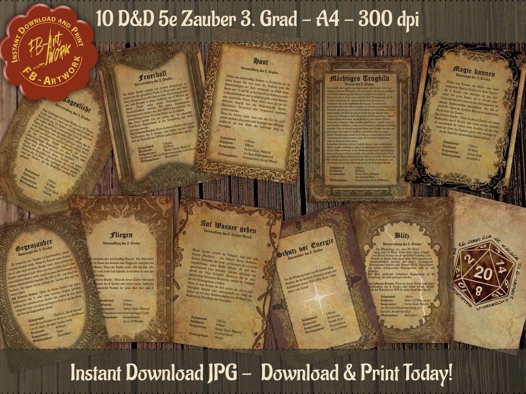 10 Dnd Third Level Spells Parchment Look Spells to Print A4 Spells ...