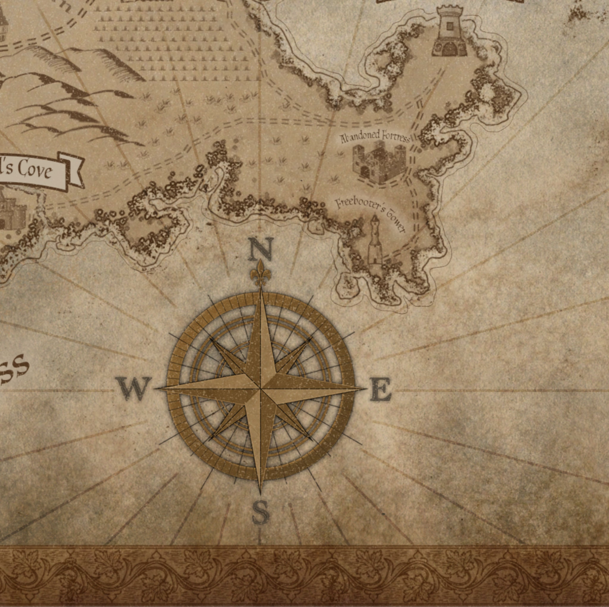 Pirate Map Printable Map for Decoration or Dnd Treasure Map Pirate Prop ...