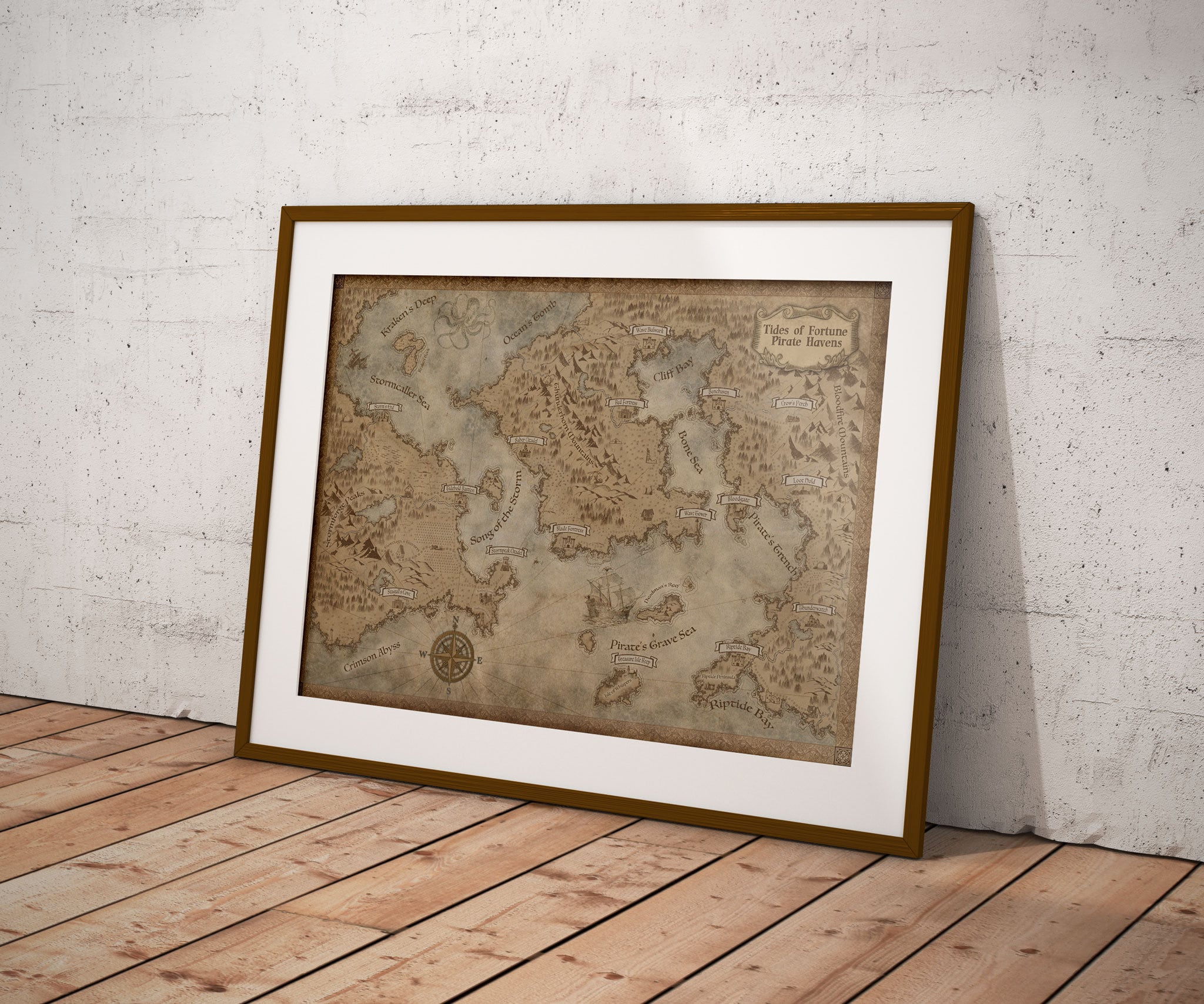 Pirate Map Printable Map for Decoration or Dnd Treasure Map Pirate Prop ...