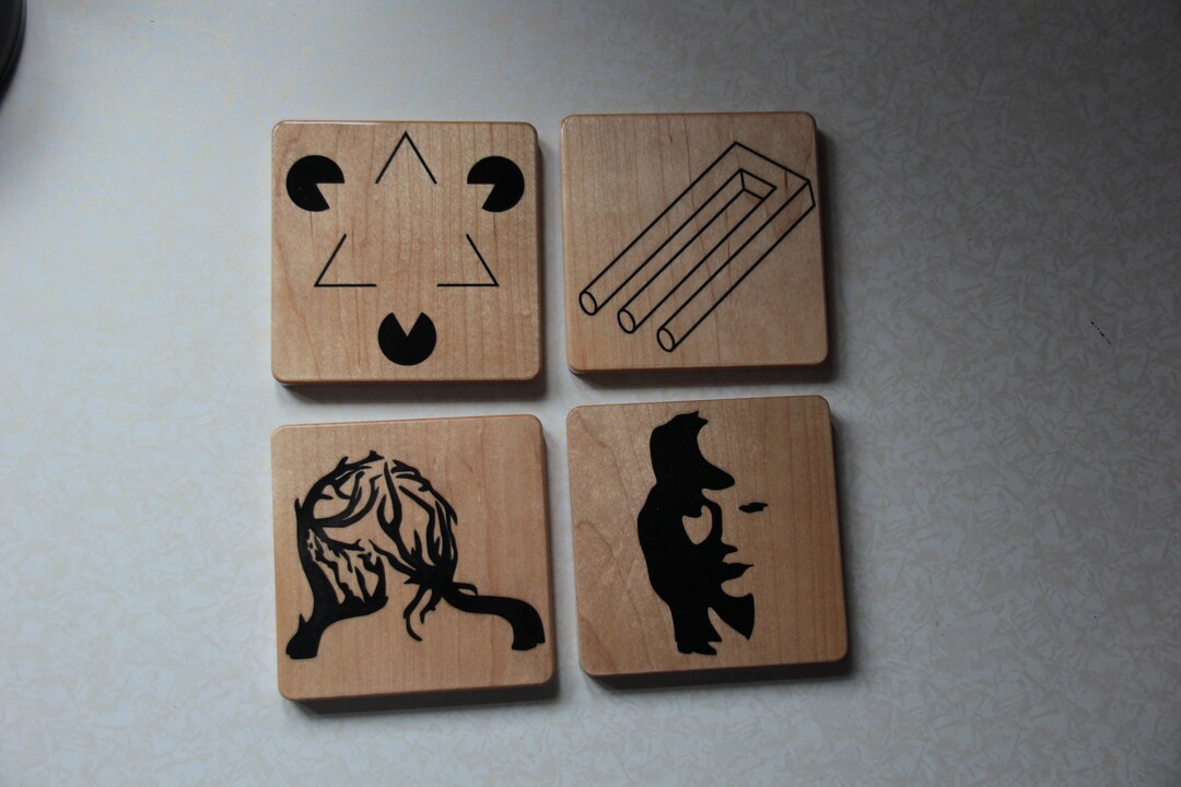 Set of Four Optical Illusion Coasters - Etsy