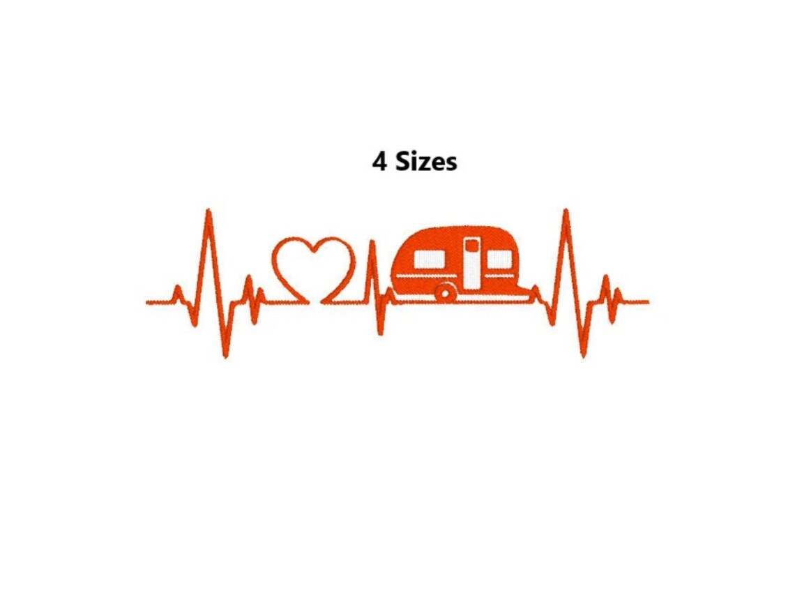 Camper Heartbeat Embroidery Design, Camper Embroidery Design, 4 Sizes ...