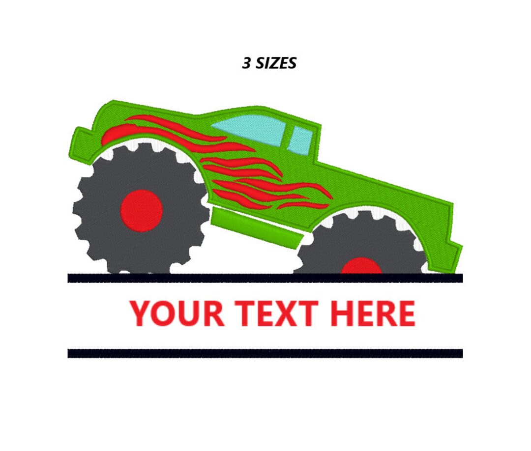 Monster Truck Frame Embroidery Design, Monster Truck Embroidery Design ...