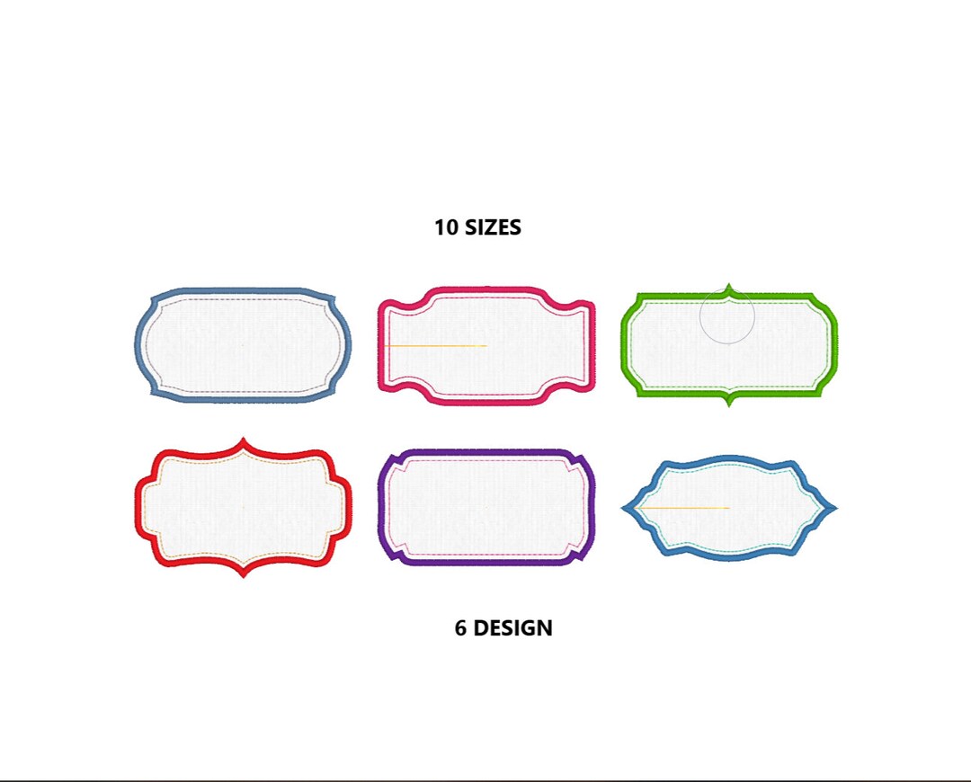 Set of 6 Applique Embroidery Design Frames, Embroidery Design Frames ...