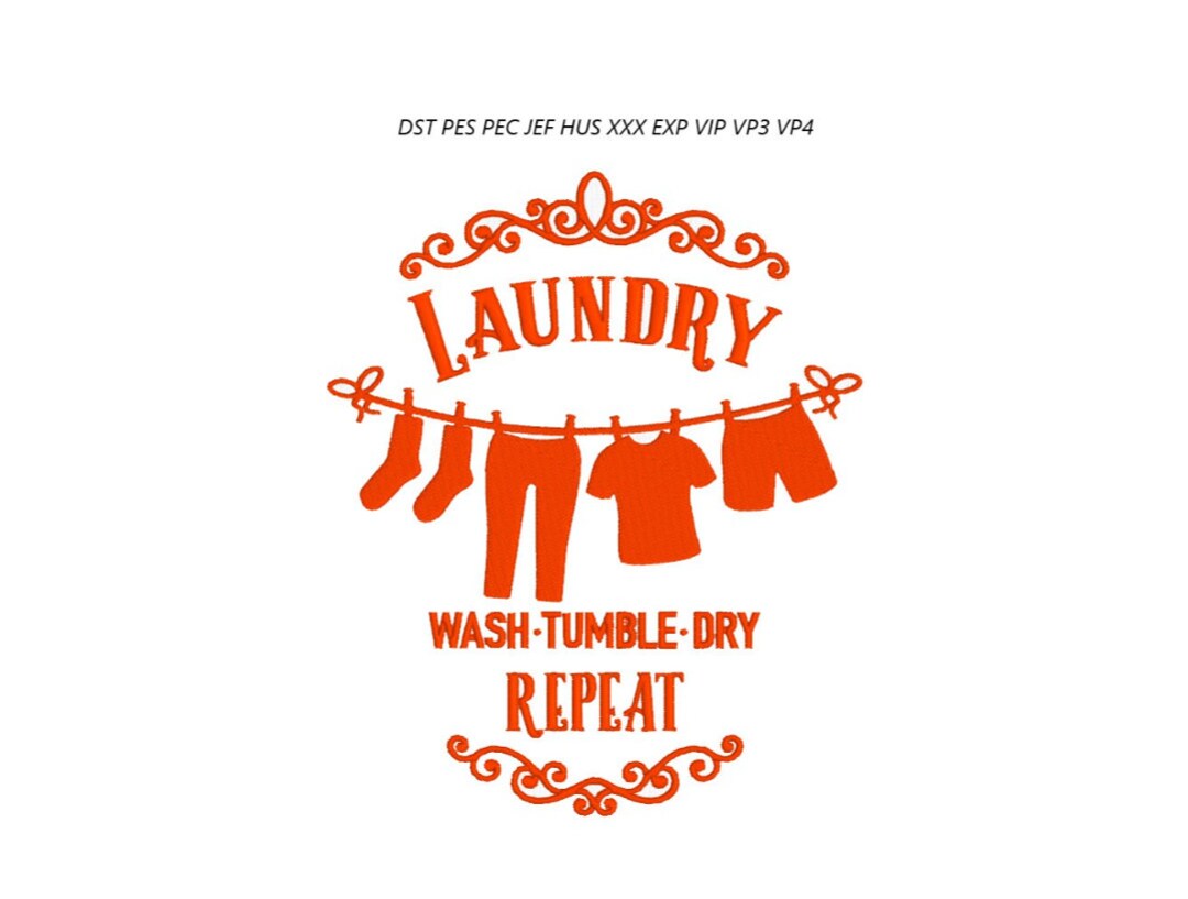 Laundry Embroidery Design, Laundry Embroidery Design. 2 Sizes. INSTANT ...