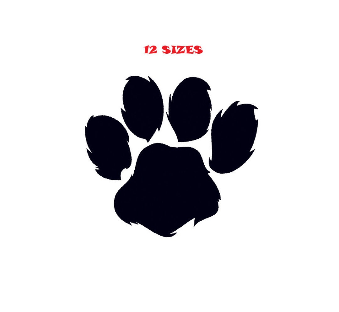 Furry Paw Silhouette Embroidery Design, Paw Embroidery Design, 12 Sizes ...