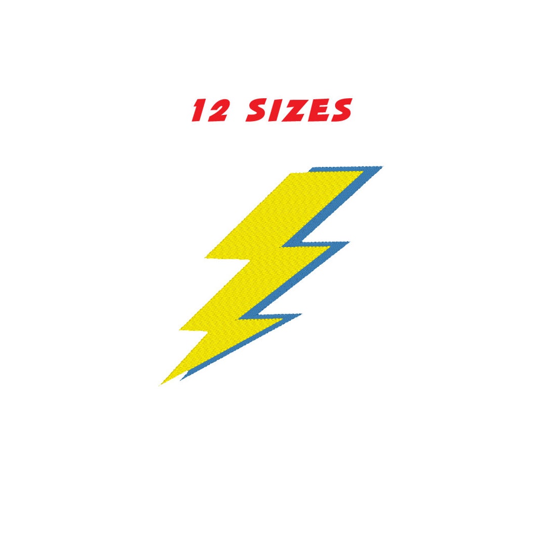 Lightning Embroidery Design, Lightning Bolt Embroidery Design, 12 Sizes ...