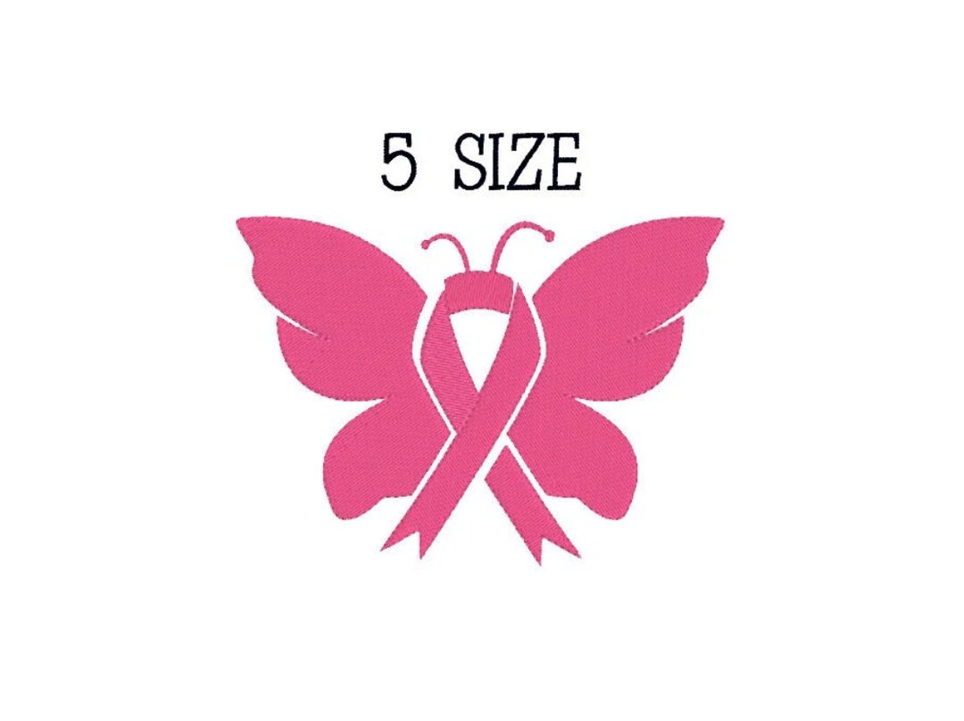 Butterfly Cancer Ribbon Embroidery Design, 5 Sizes. INSTANT DOWNLOADS ...