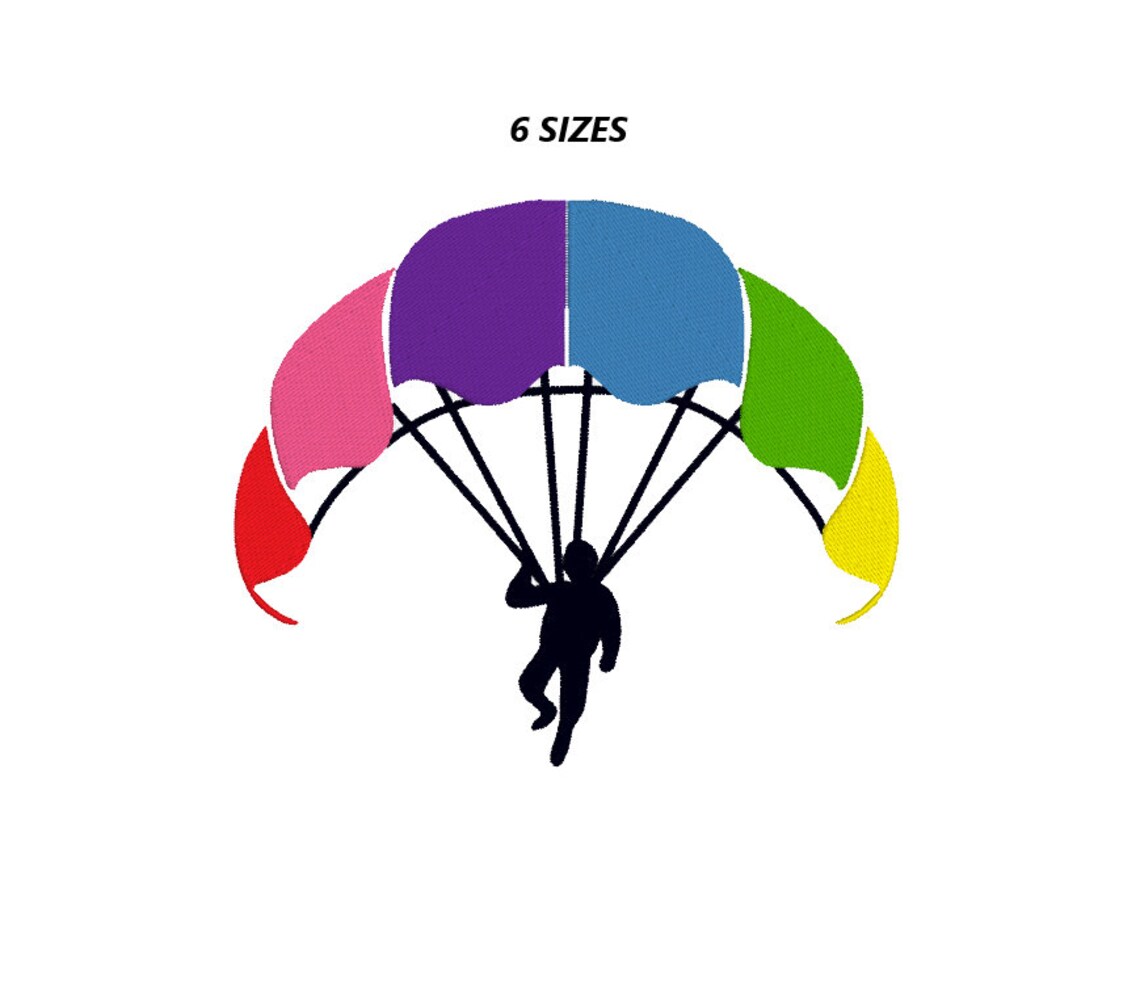 Paratrooper Embroidery Design, Parachuting Embroidery Design, 6 Sizes ...