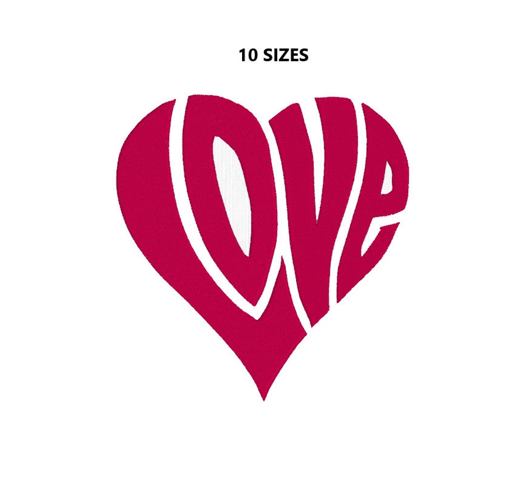 Heart Love Embroidery Design, Love Embroidery Design, Love Retro ...