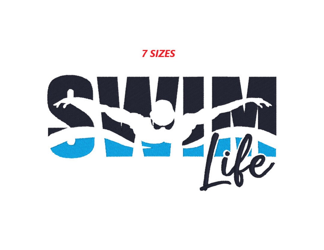 Swim Life Embroidery Design, Swim Embroidery Design, 7 Sizes. INSTANT ...
