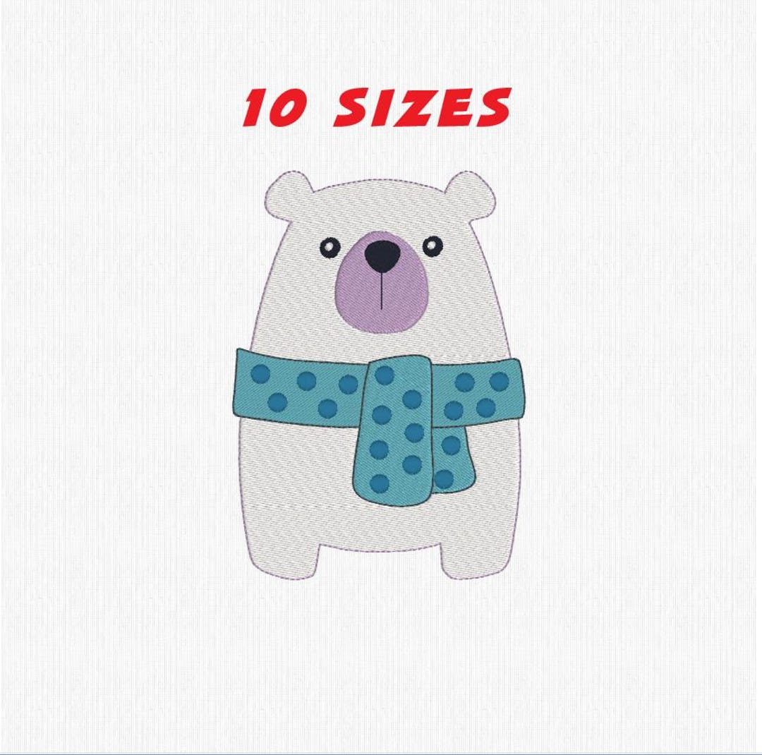 Polar Bear Machine Embroidery, Bear Embroidery Design, 10 Sizes ...