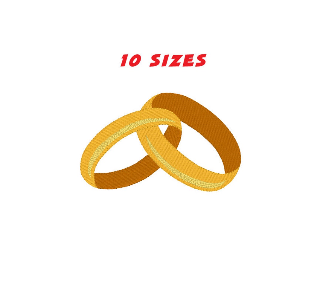 Wedding Rings Embroidery Design, Marriage Embroidery Design, 10 Sizes ...