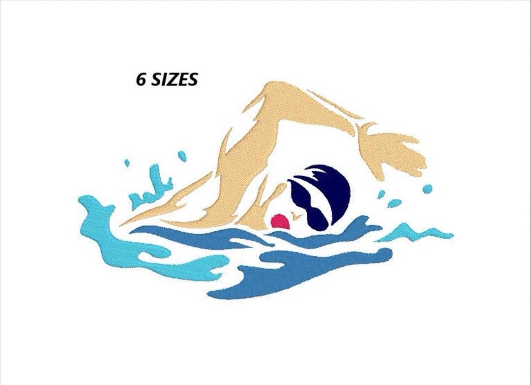 Swimmer Silhouette Embroidery Design, Swimmer Embroidery Design, 6 ...