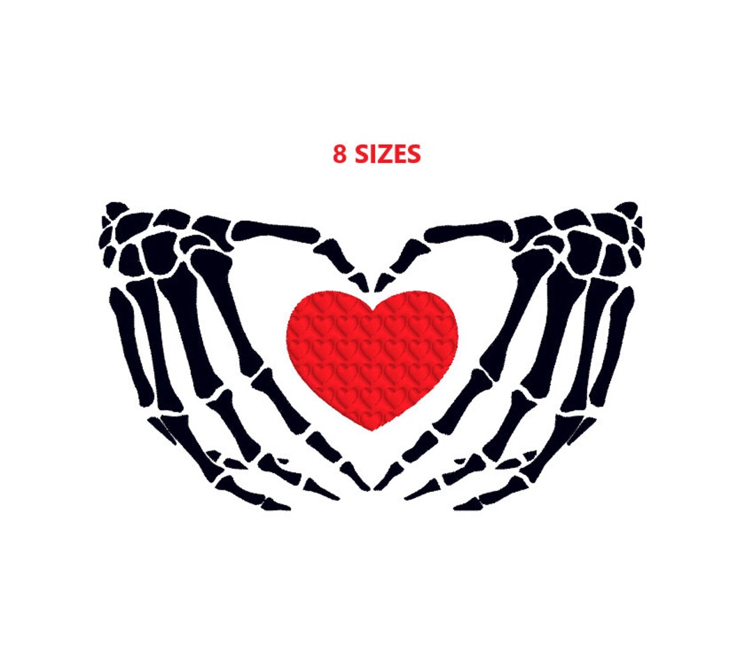 Skeleton Heart Embroidery Design, Heart Love Embroidery Design. 8 SIZES ...