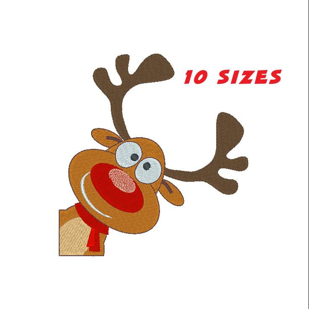 Christmas Reindeer Machine Embroidery, Reindeer Embroidery Design, 10 ...