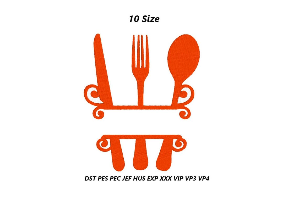 Cutlery Frame Monogram Embroidery Design, Kitchen Embroidery Design ...