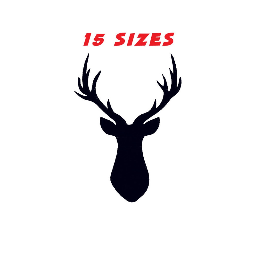 Deer Head Silhouette Embroidery Design, Deer Embroidery Design, 15 ...