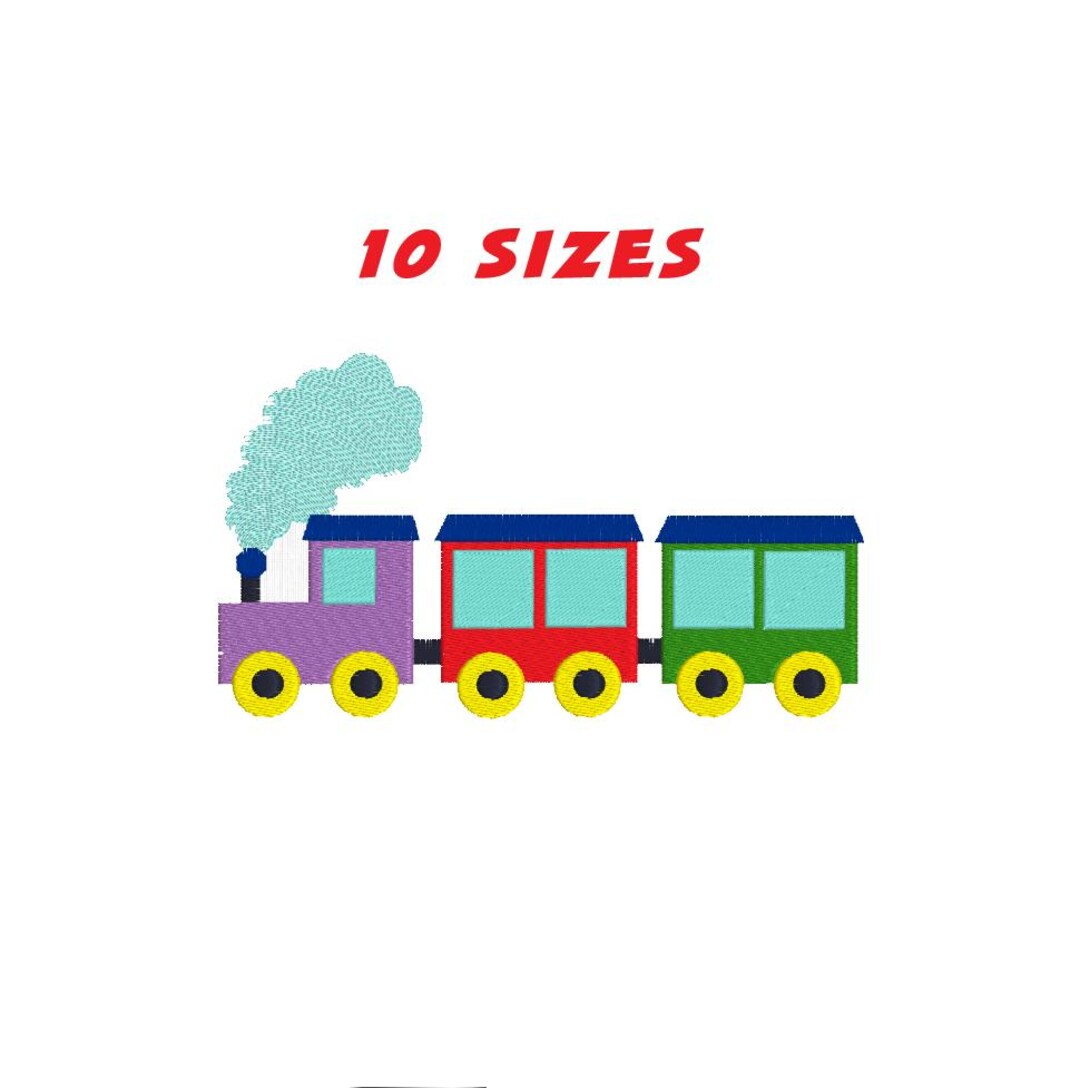 Train Embroidery Design. Train Embroidery Design. 10 Sizes. INSTANT ...