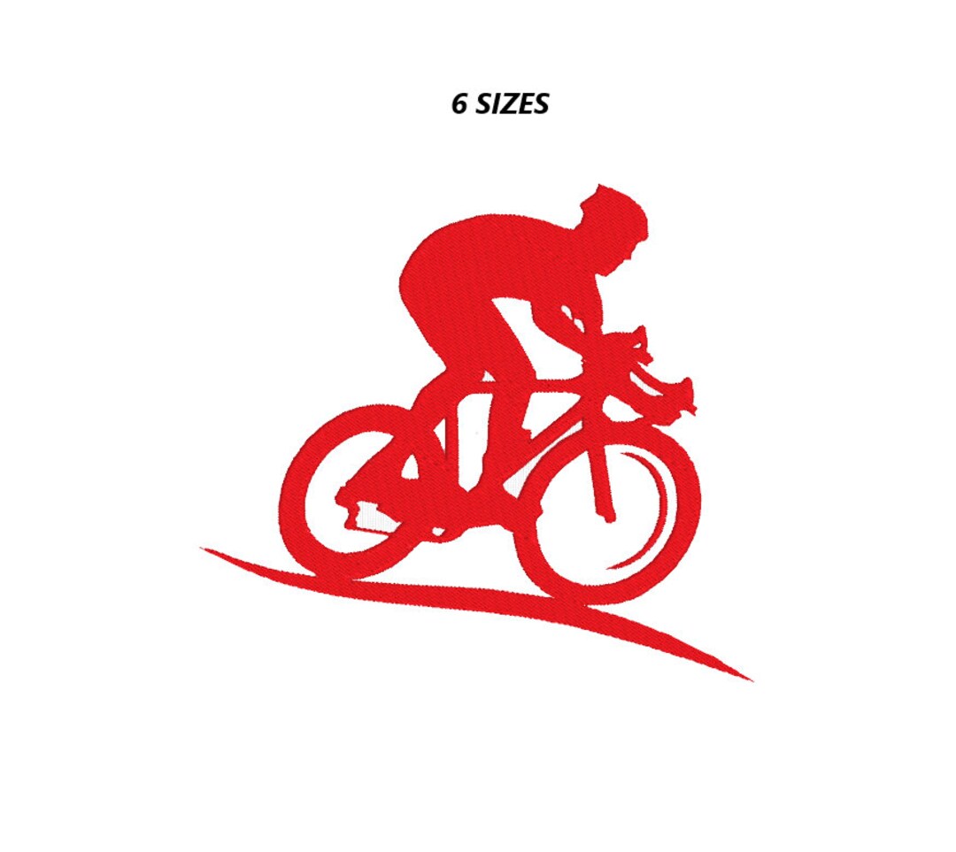 Cyclist Silhouette Embroidery Design, Cycling Embroidery Design, 6 ...