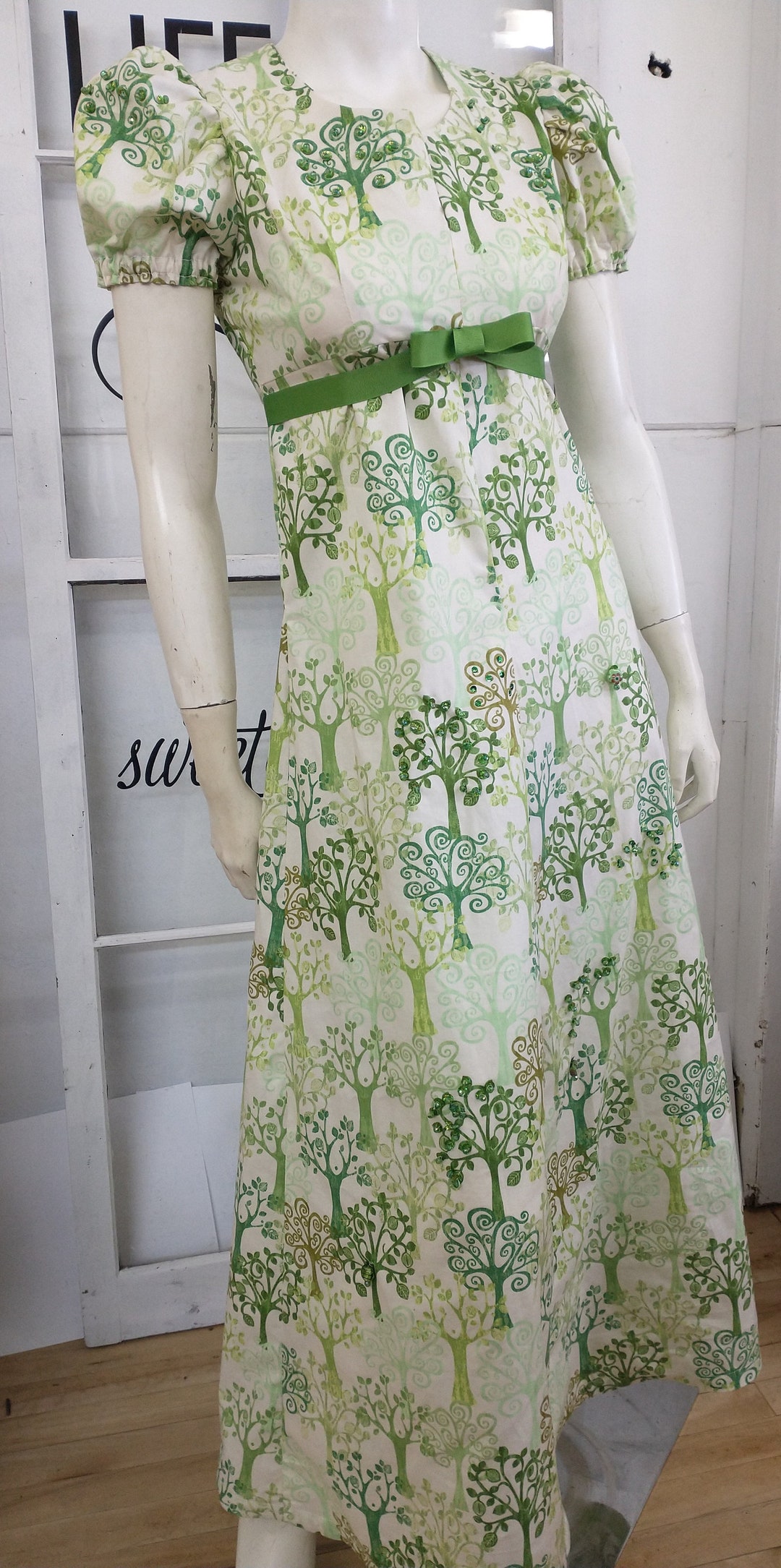 Vintage Boho 70s Empire Maxi Dress Reproduction - Etsy