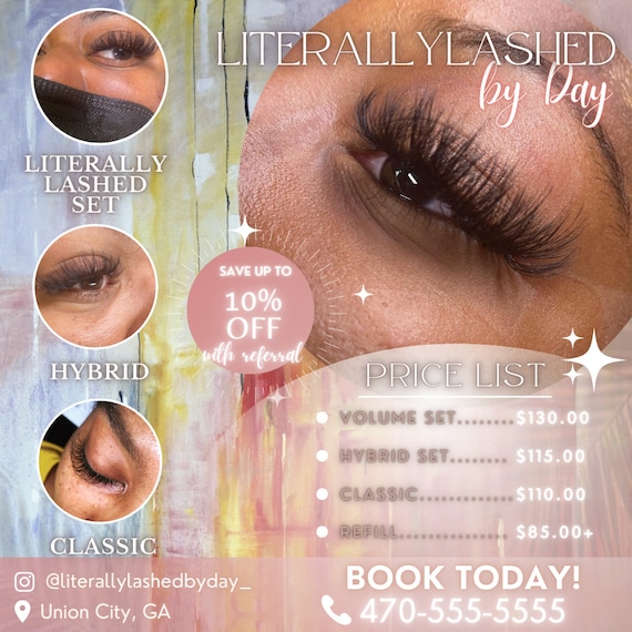 Lash Price List Template - Etsy