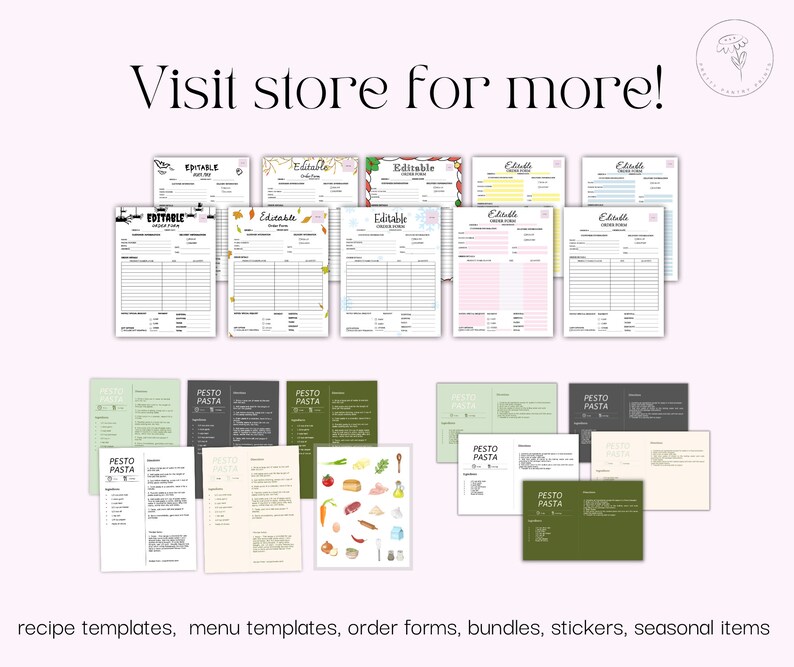 Editable Order Form Template, Printable Fillable PDF Form, US Letter ...